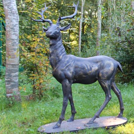 Standing Majestic Stag Statue Facing Left Right or Forward- Cast Iron ...